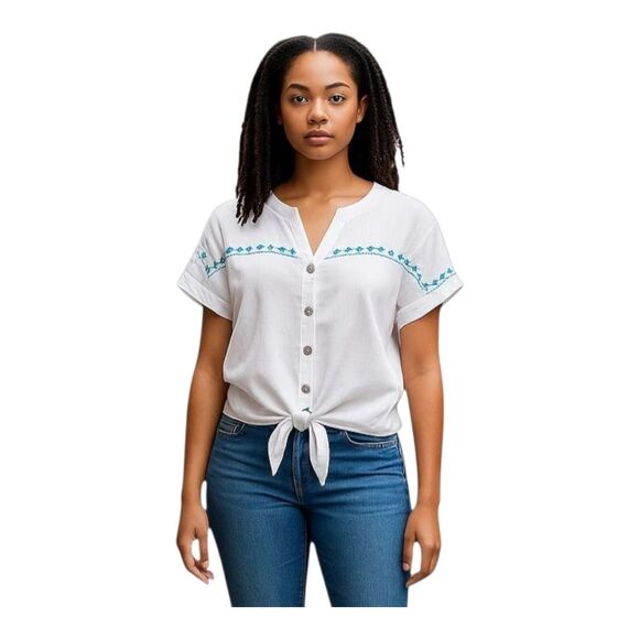 Ruby Rd. | Tops | Ruby Rd Linen Blend Embroidered Shirt Xl Blouse ...